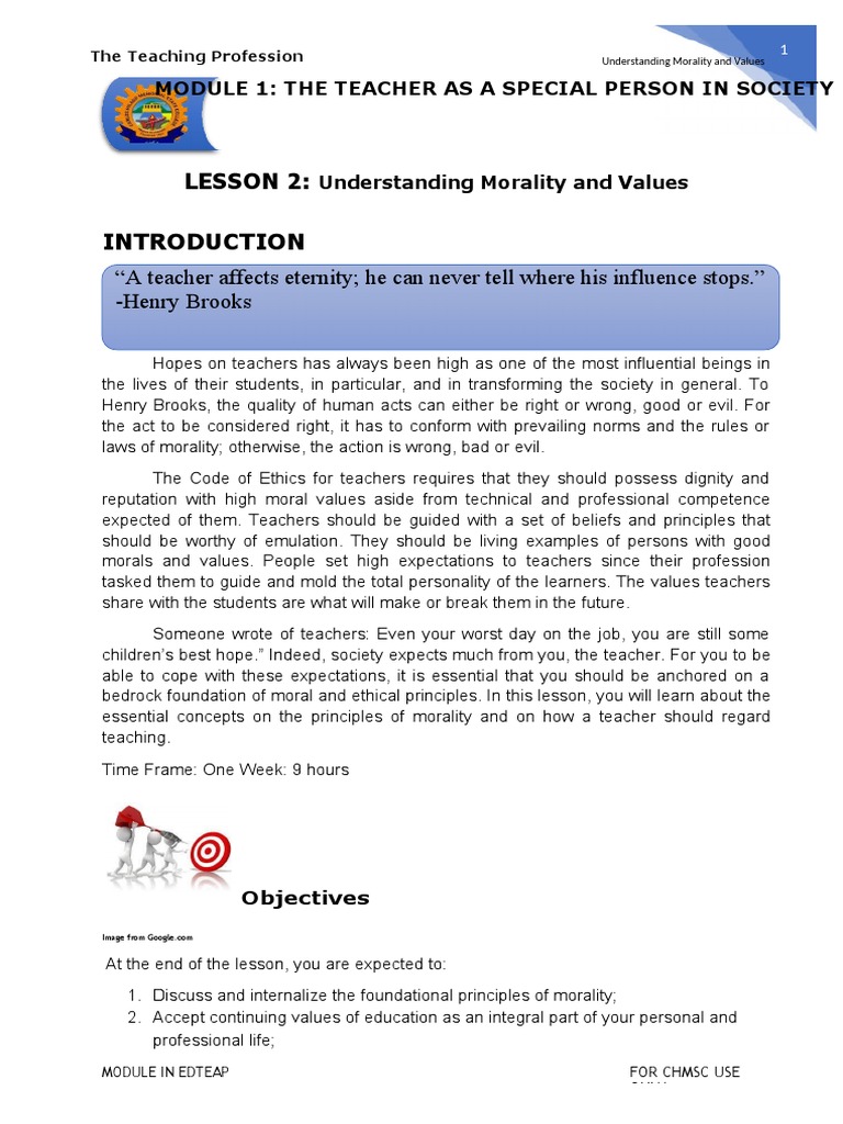 MODULE 1 LESSON 2 Understanding Morality and Values | PDF | Morality | Virtue