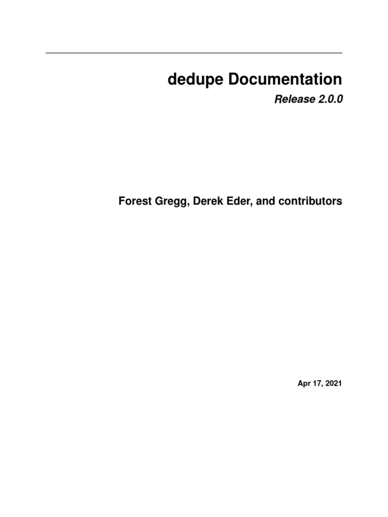 Dedupe Documentation: Release 2.0.0 | PDF | Parameter (Computer ...