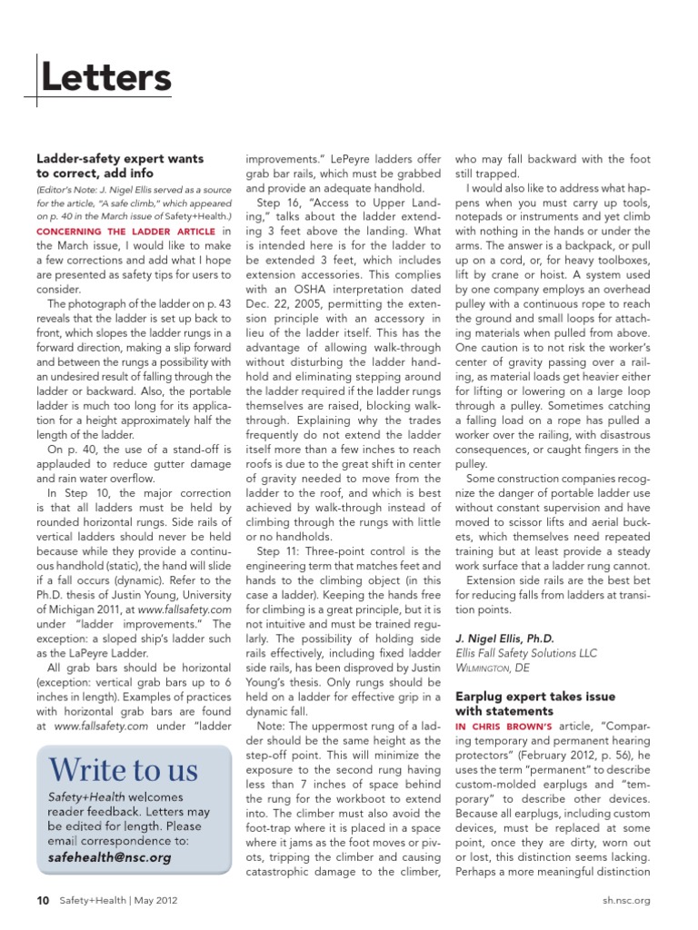 Ladder Safety Corrections and Tips | PDF | Occupational Safety And ...