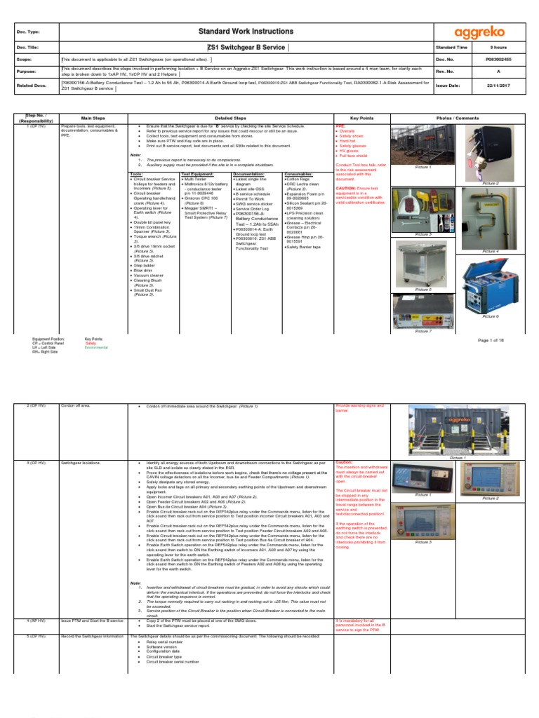 ZS1 Switchgear B Service Instructions | PDF | Switch | Relay