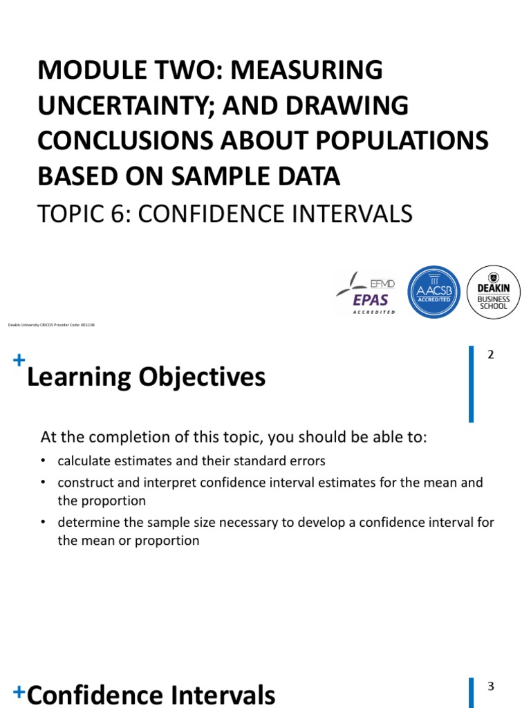 Topic 6 - Confidence Interval Slides | PDF | Confidence Interval ...