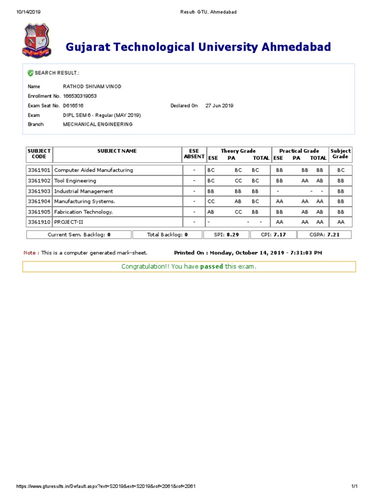 Gujarat Technological University Ahmedabad: Search Result. | PDF