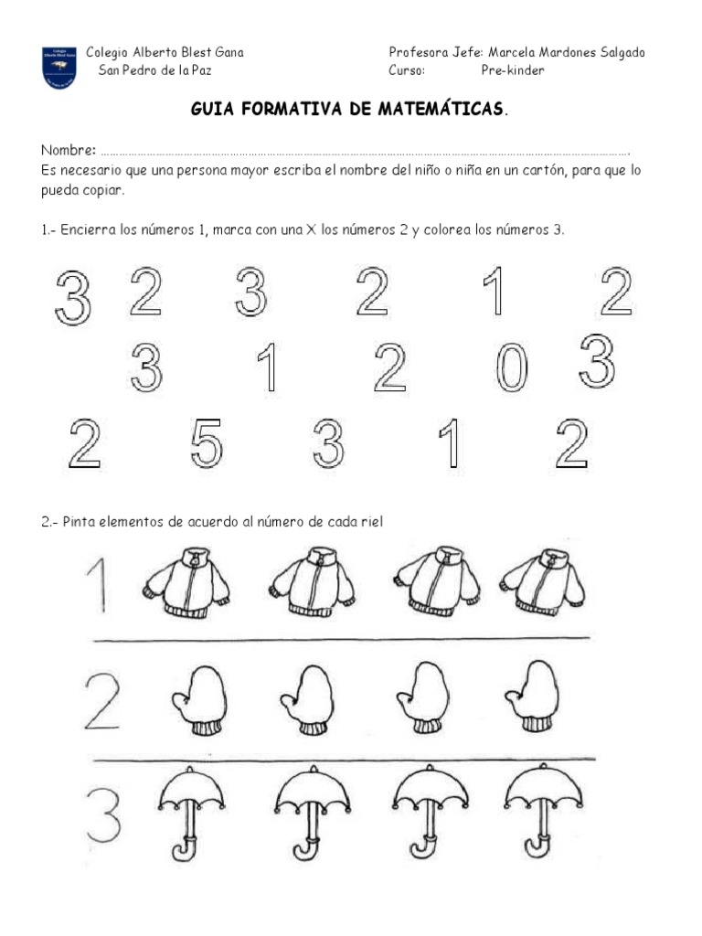 Matemática Pre Kinder GF | PDF