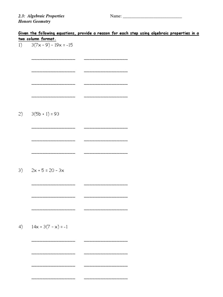 Algebra Proof Practice | PDF