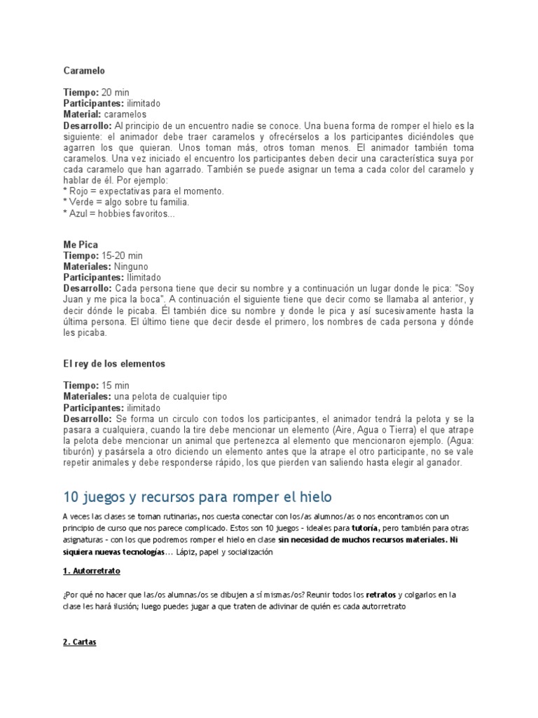 Actividades para Romper el Hielo en Clase | PDF