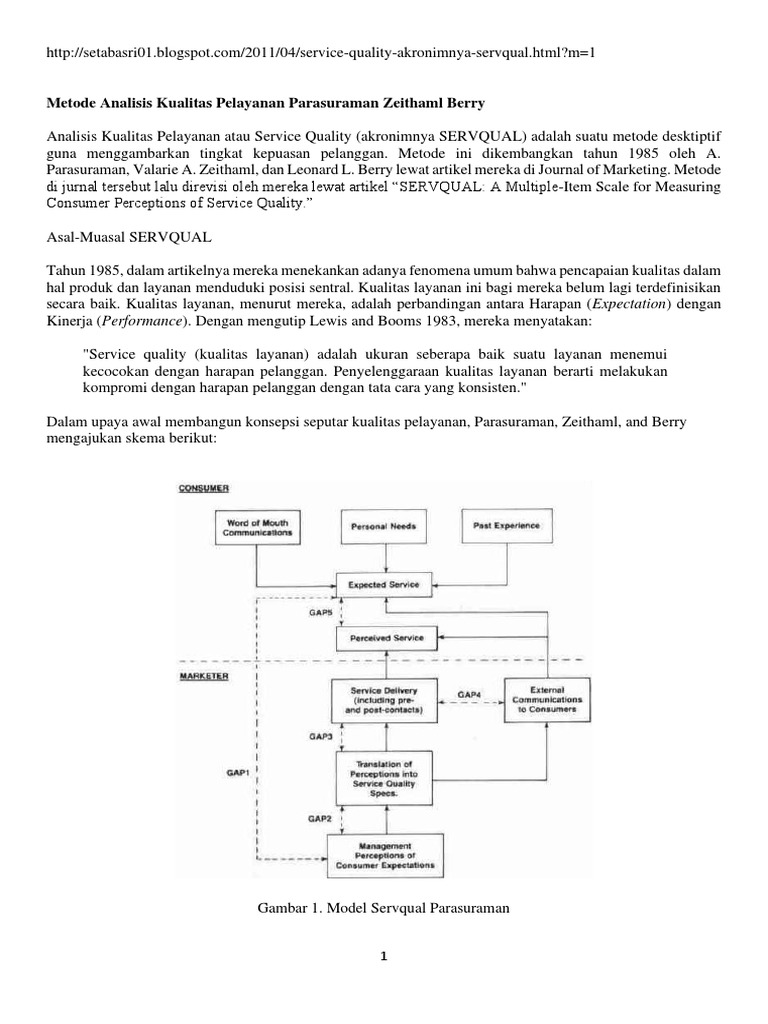 Servqual Seta Basri Parasuraman Zeithaml Berry 1 | PDF
