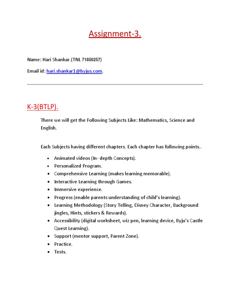 Assignment 3 | PDF | Learning | Educational Technology