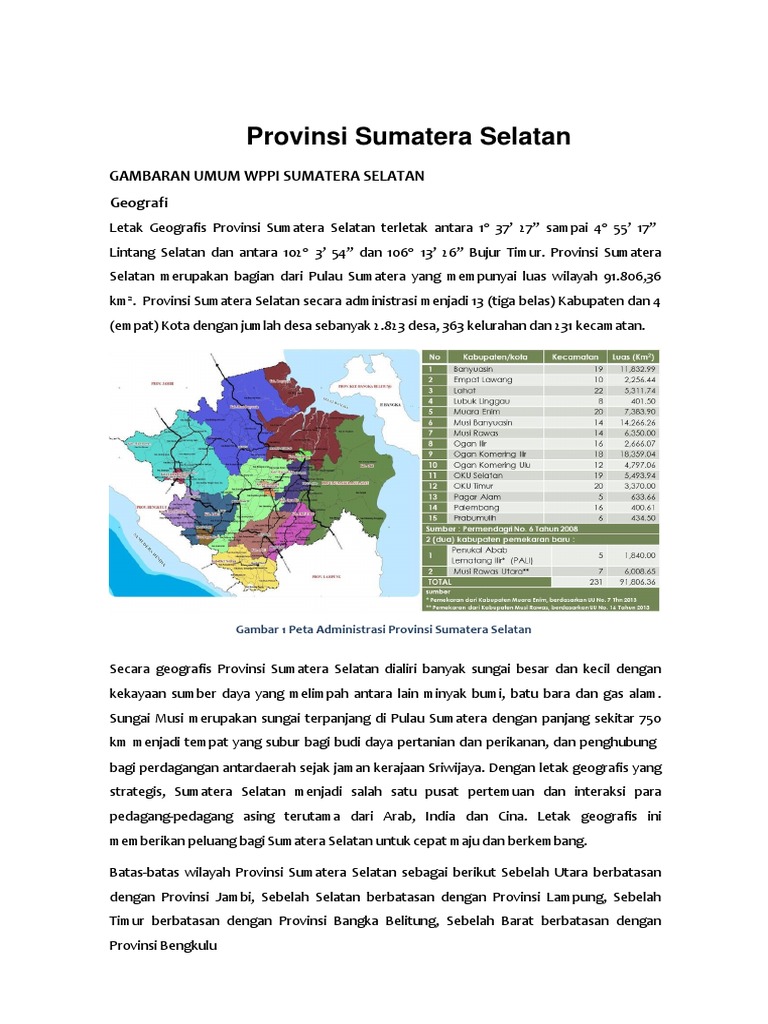 Geografi dan WPPI Sumatera Selatan | PDF