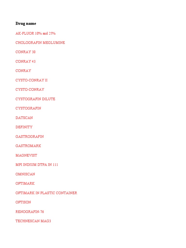 Fda Approved Contrast Agents | PDF | Angiography | Ct Scan