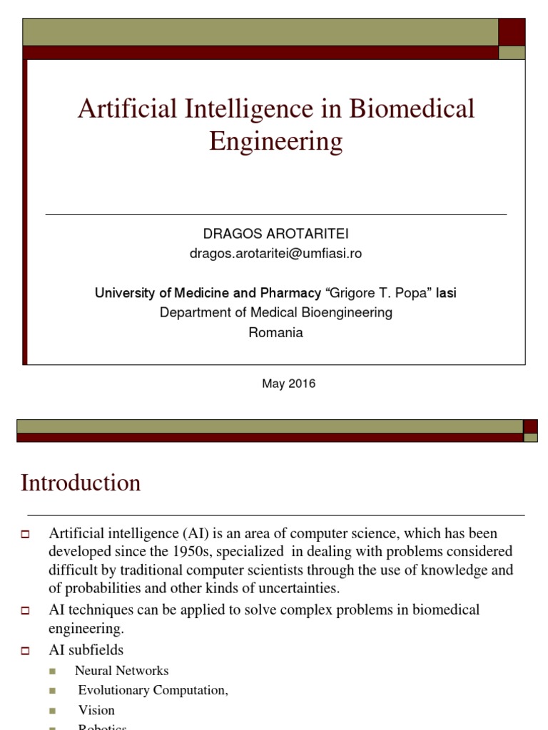 Artificial Intelligence in Biomedical Engineering | PDF | Machine ...