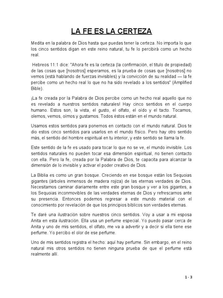 La Fe Es La Certeza | PDF | Dios | Fe