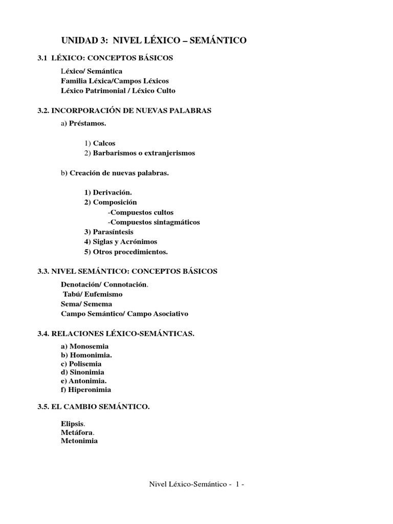 Nivel Léxico-Semántico | PDF | Palabra | Interpretación (filosofía)