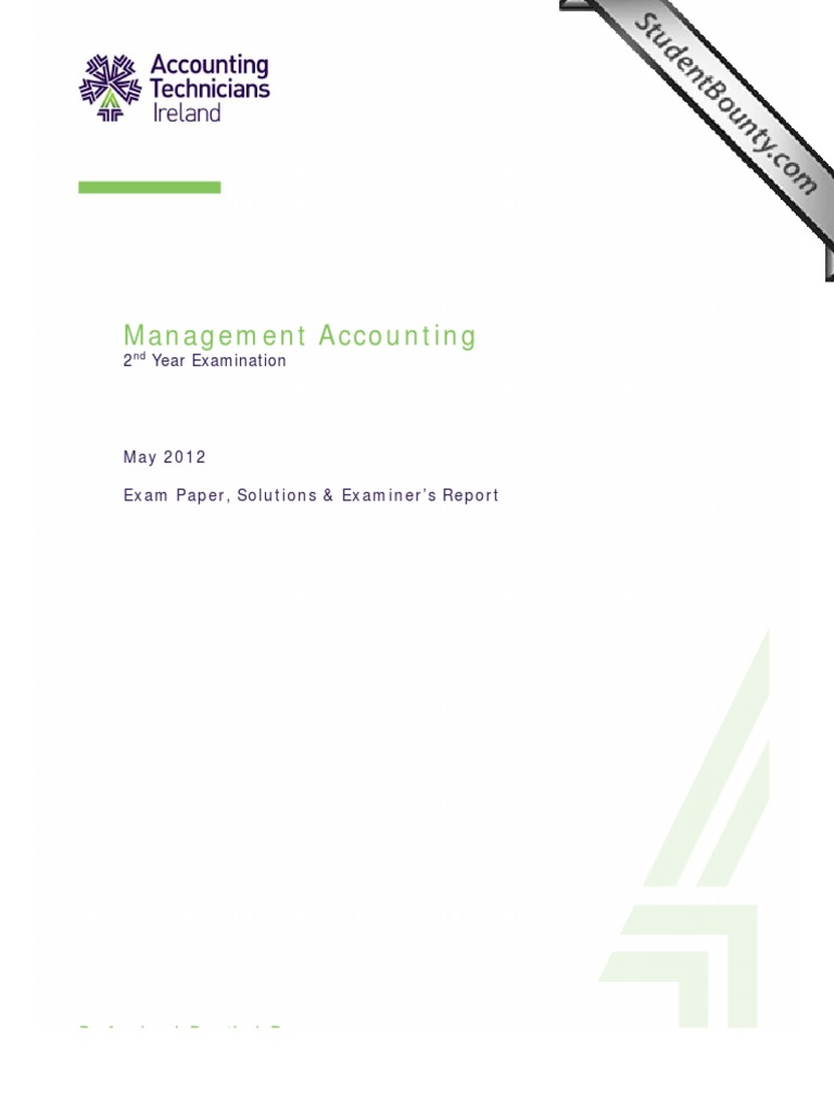 Management Accounting Exam Paper May 2012 | PDF | Management Accounting ...