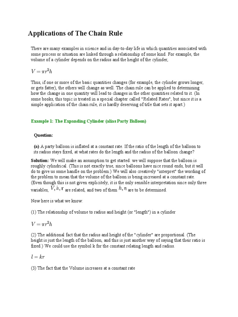 Applications of The Chain Rule | PDF | Gases | Temperature