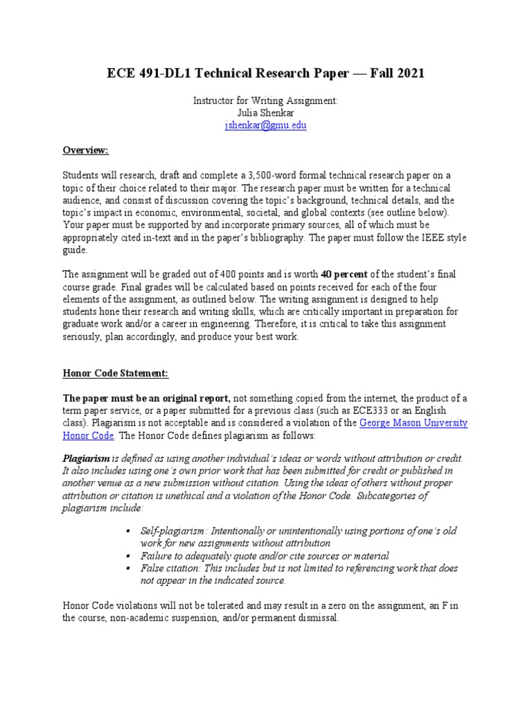 ECE 491-DL1 Technical Research Paper - Fall 2021: Jshenkar@gmu - Edu ...