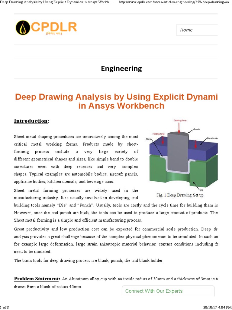 Deep Drawing Analysis by Using Explicit Dynamics in Ansys Workbench ...