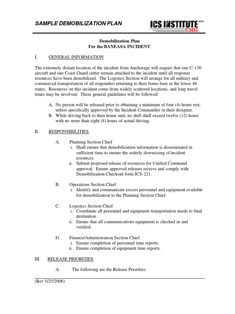 Sample-Demobilization-Plan | Government | Business
