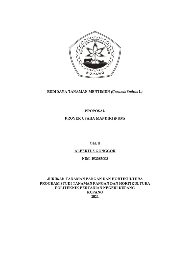 Proposal PUMROBUDIDAYA TANAMAN MENTIMUN | PDF | Teknologi & Rekayasa
