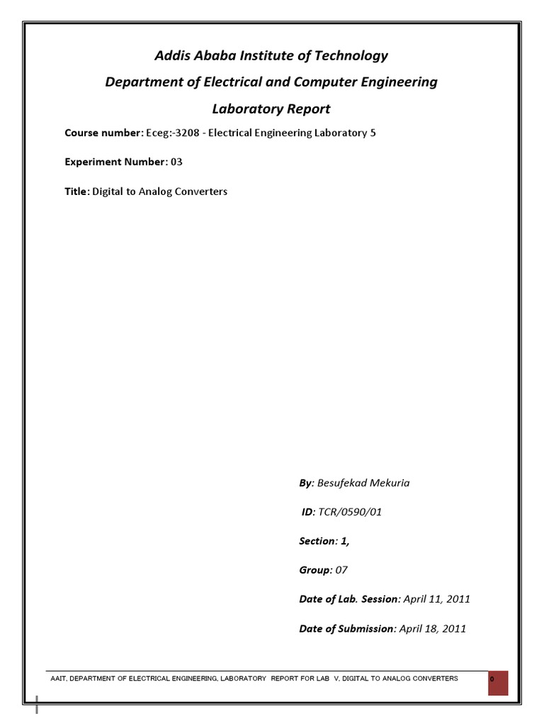 Digital to Analog Converter Lab Report | PDF | Digital To Analog ...