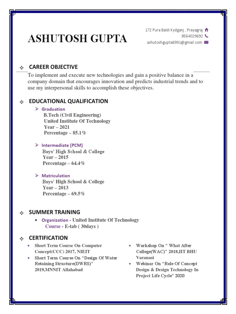 Ashutosh Gupta: Career Objective | Download Free PDF | Design | Engineering