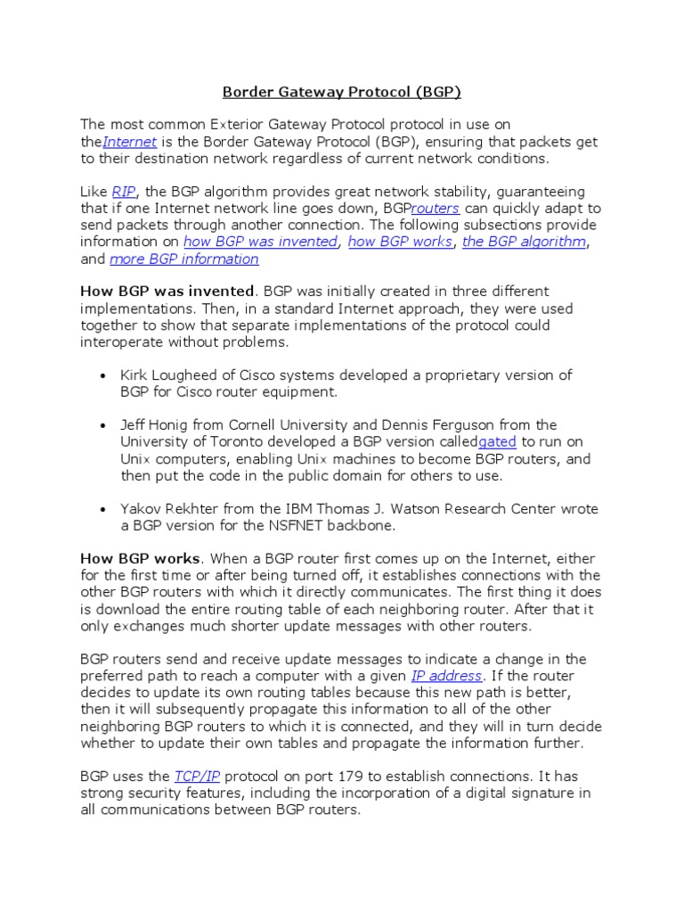 Border Gateway Protocol | Download Free PDF | Routing | Router (Computing)