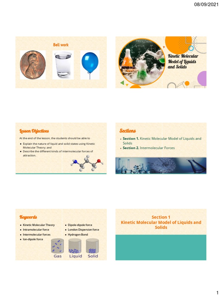 Chem2 Lesson 1 - Kinetic Molecular Model of Liquids and Solids | PDF ...