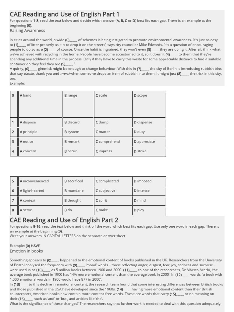 CAE Reading and Use of English Part 1: Raising Awareness | Download ...