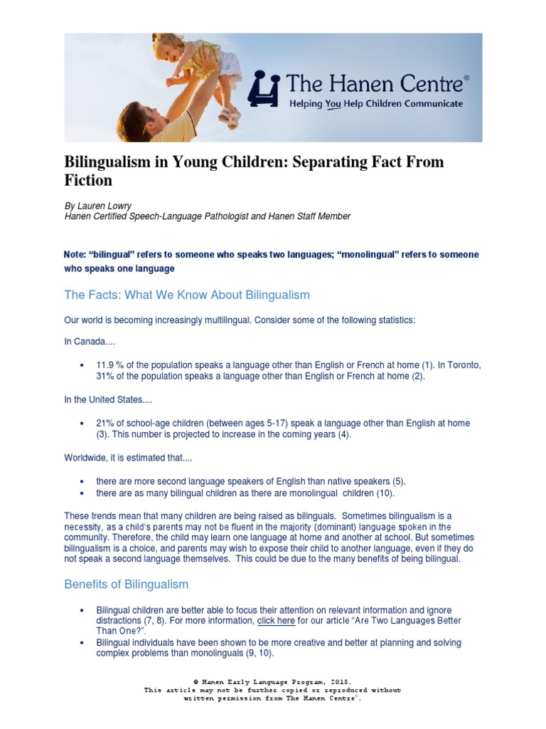 Bilingualism In Young Children Separating Fact From Pdf