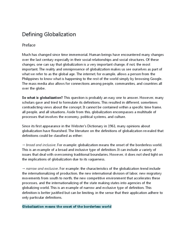Defining Globalization | PDF | Globalization | Trade