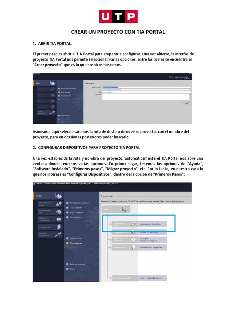Guia 1 - Crear Un Proyecto Con Tia Portal | PDF | Controlador lógico programable | Software