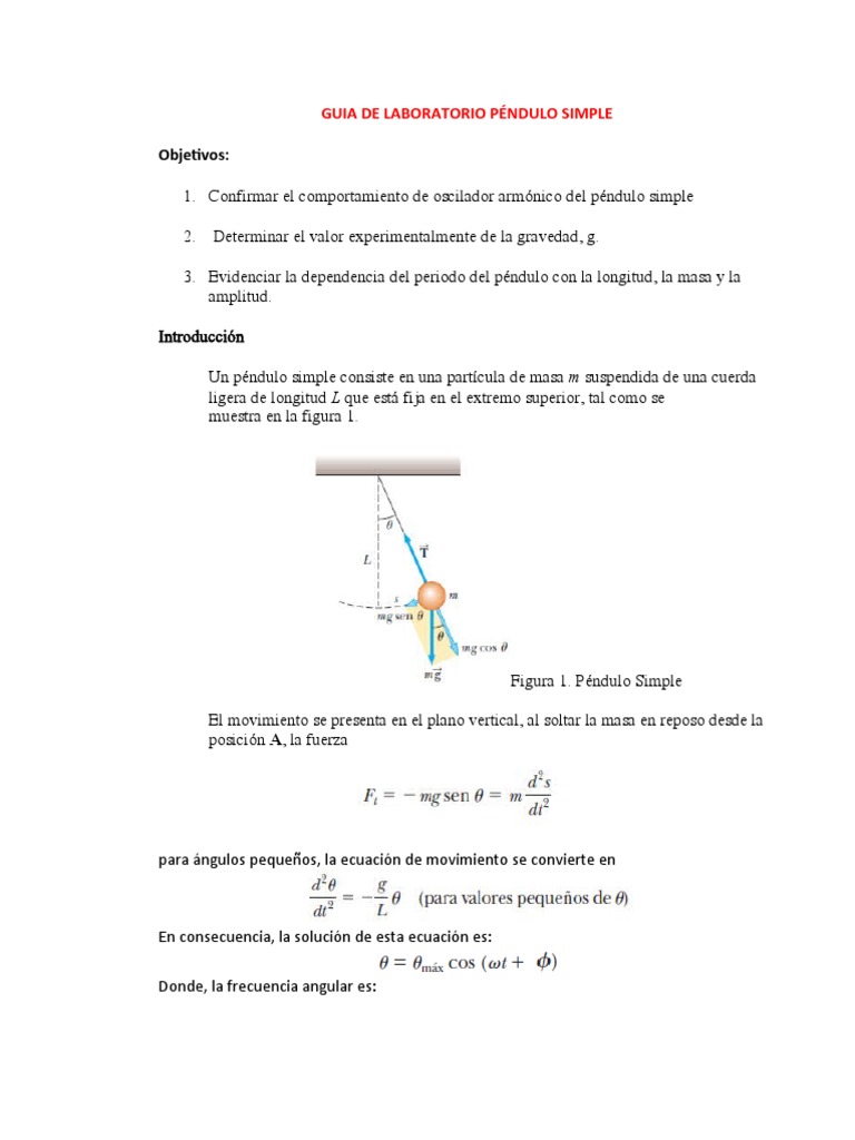 Guia de Laboratorio Péndulo Simple | PDF | Péndulo | Mecánica