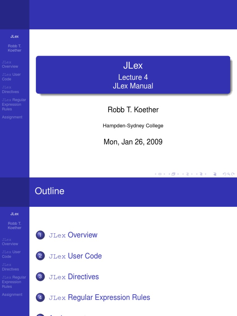 Lecture 4 - JLex | PDF | Regular Expression | Computer Programming