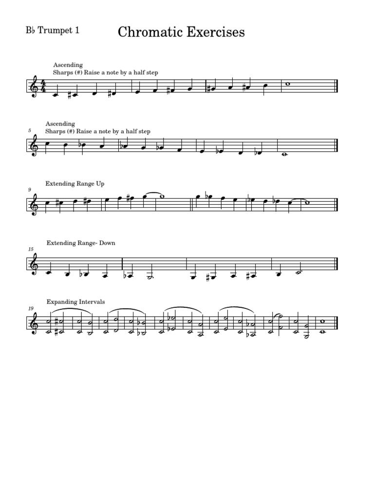 Chromatic Scale Exercises-B Trumpet 1 | PDF