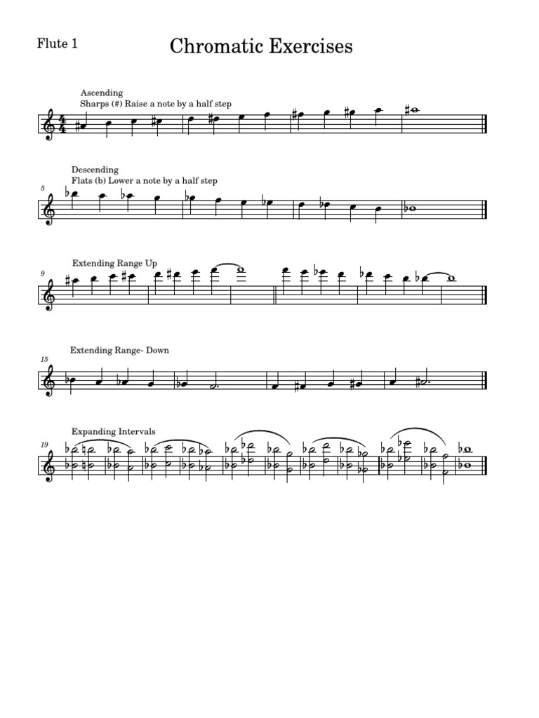 Chromatic Scale Exercises-Flute 1 | PDF