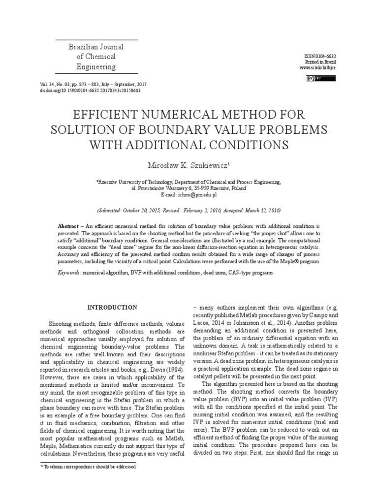 Efficient Numerical Method For Solution of Boundary Value Problems With Additional Conditions ...