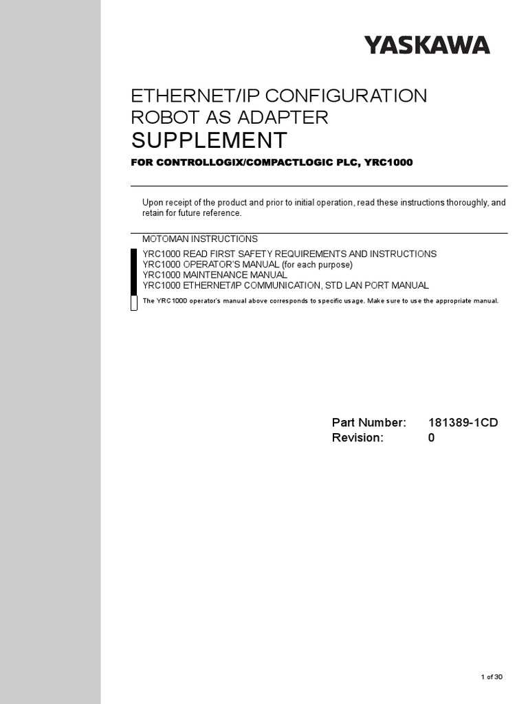 181389-1CD Ethernet Logix YRC1000 | PDF | Programmable Logic Controller | Input/Output