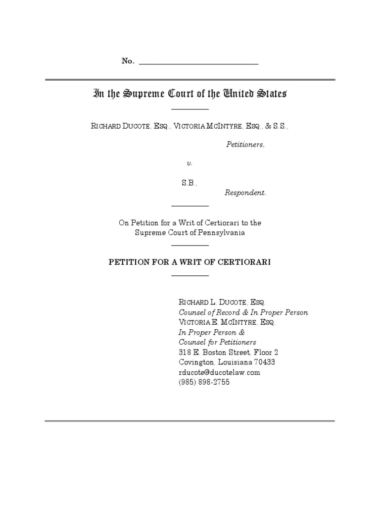 5-19-2021 Final Cert Petition | PDF | First Amendment To The United ...