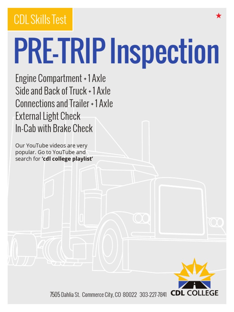 Pre Trip Inspection Manual For CDL | Download Free PDF | Tire | Axle