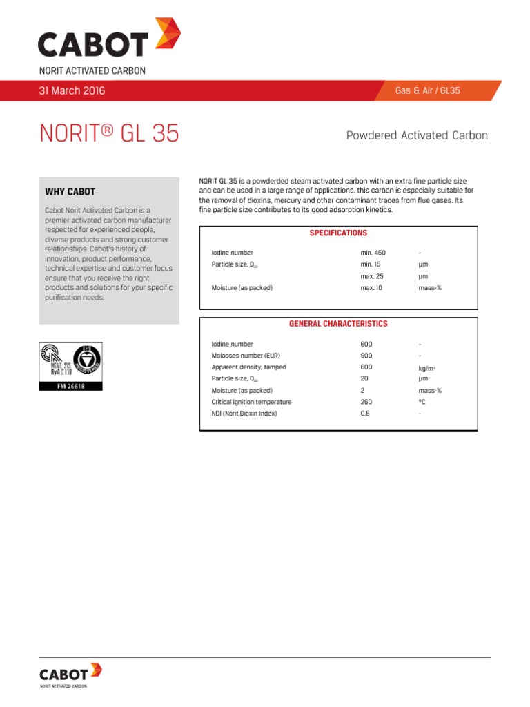 Datasheet NORIT GL 35pdf | PDF | Physical Sciences | Materials