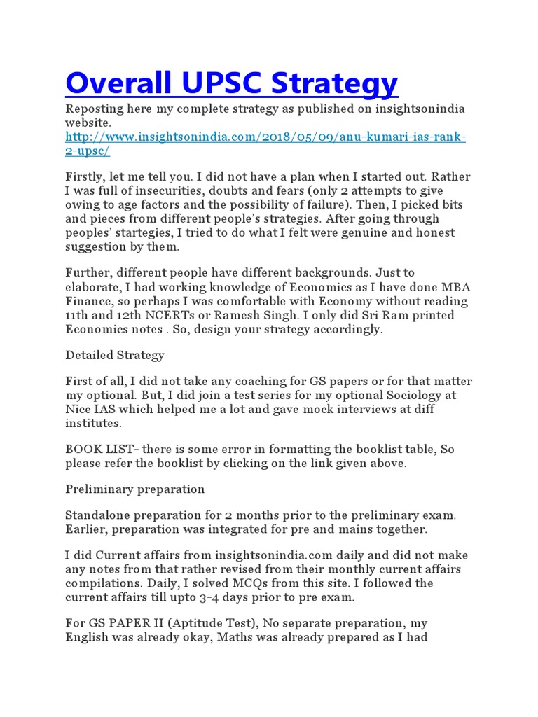 Overall Strategy | PDF | Test (Assessment) | Essays