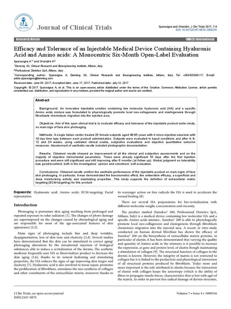 Sunekos Clinical-Studies | PDF | Extracellular Matrix | Collagen