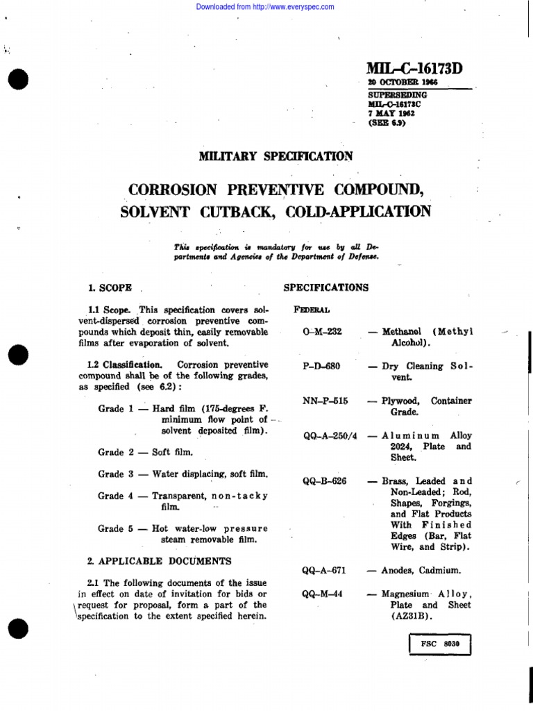 MIL-C-16173D (Corrosion Preventive) | PDF | Corrosion | Brass