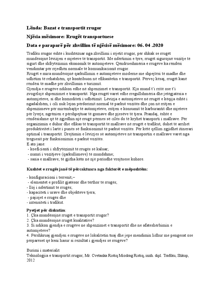 Lc3abnda. Bazat e Transportit Ligjerata 3 | PDF