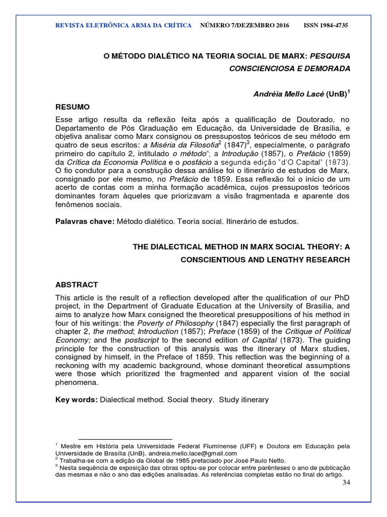 Marx's Dialectical Method in Social Theory | PDF | Karl Marx | Georg ...