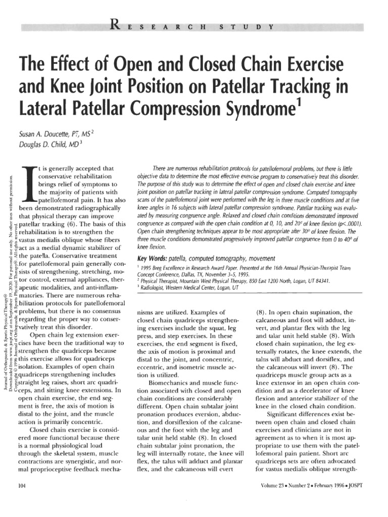 The Effect of Open and Closed Chain Exercise and Knee Joint Position On ...