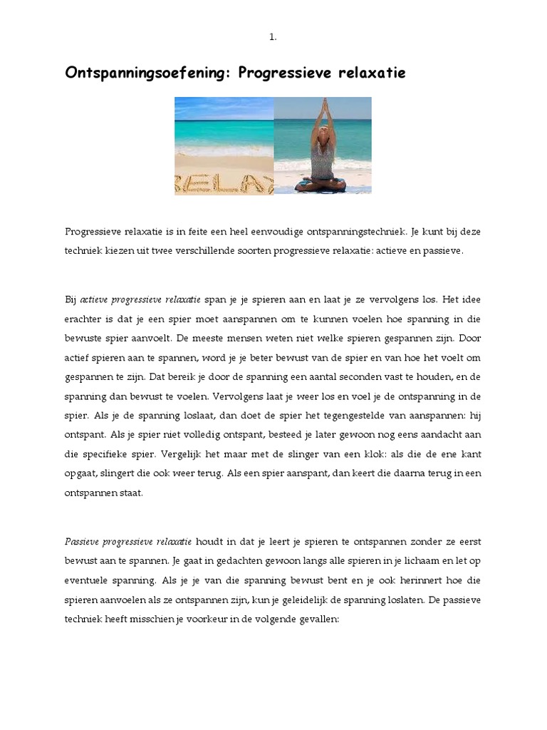 Ontspanningsoefening - Progressieve Relaxatie | PDF