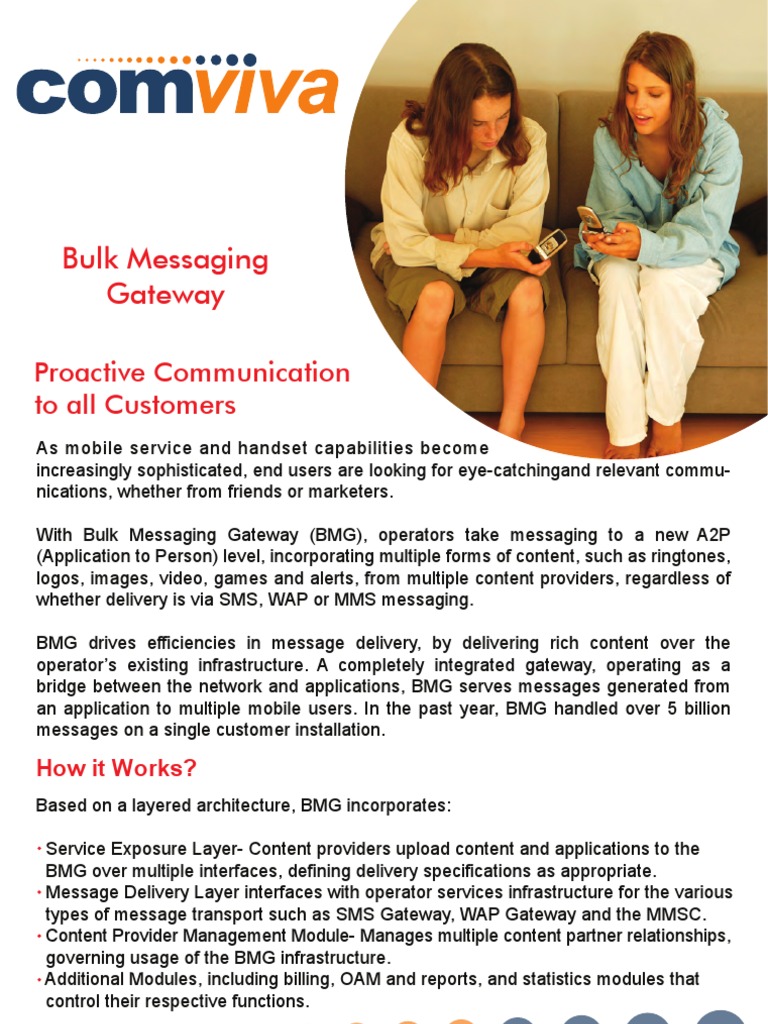 Comviva - PF - Bulk Messaging Gateway | PDF | Multimedia Messaging ...