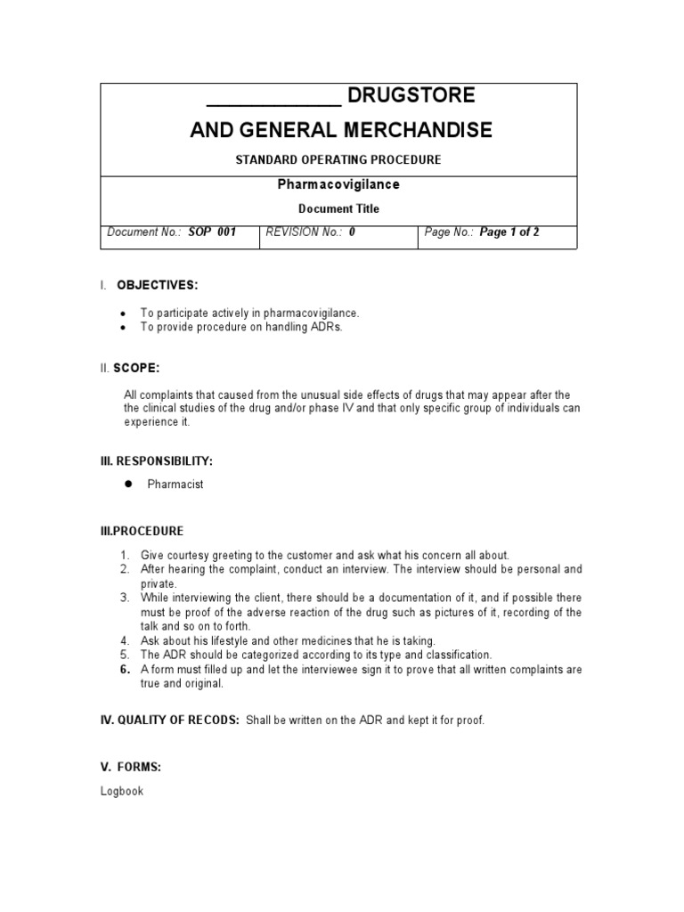 Standard Operating Procedures - Pharmacy | PDF | Business | Self ...