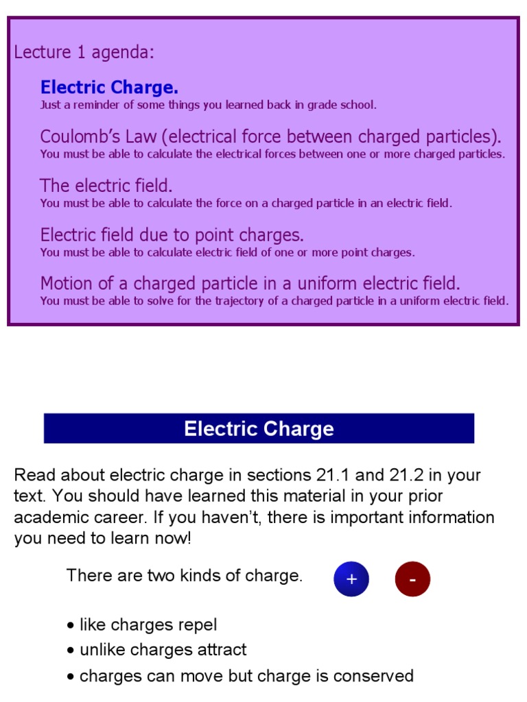 Introduction to Electrostatics: A Review of Electric Charge and Coulomb ...