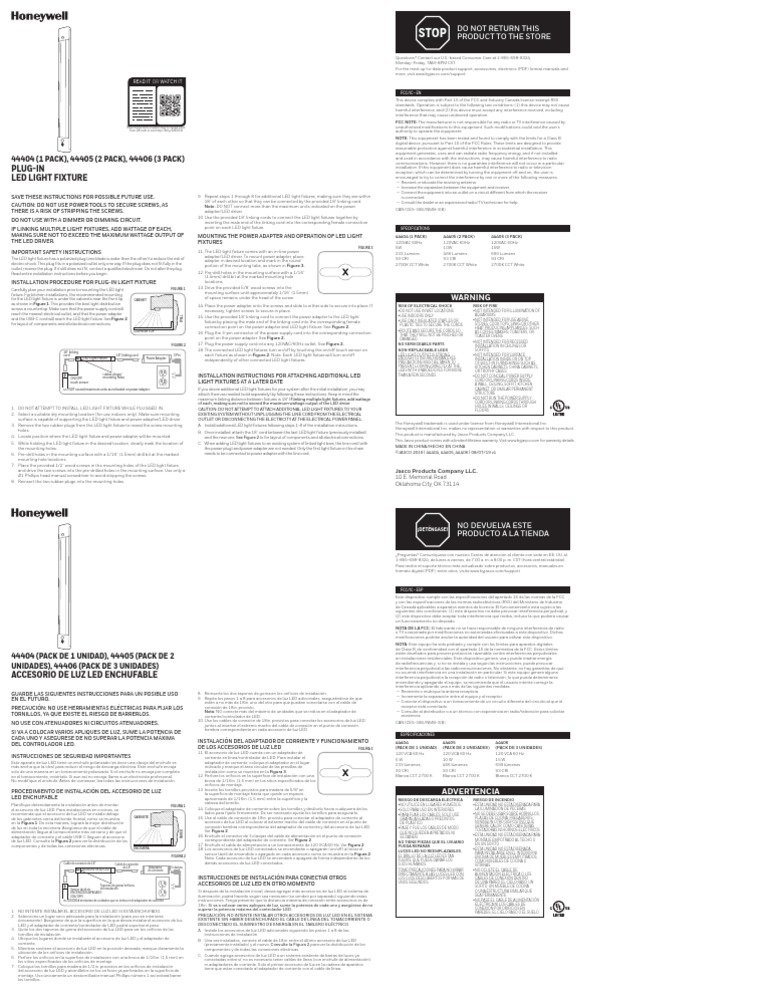 Plug-In Led Light Fixture: 44404 (1 PACK), 44405 (2 PACK), 44406 (3 ...
